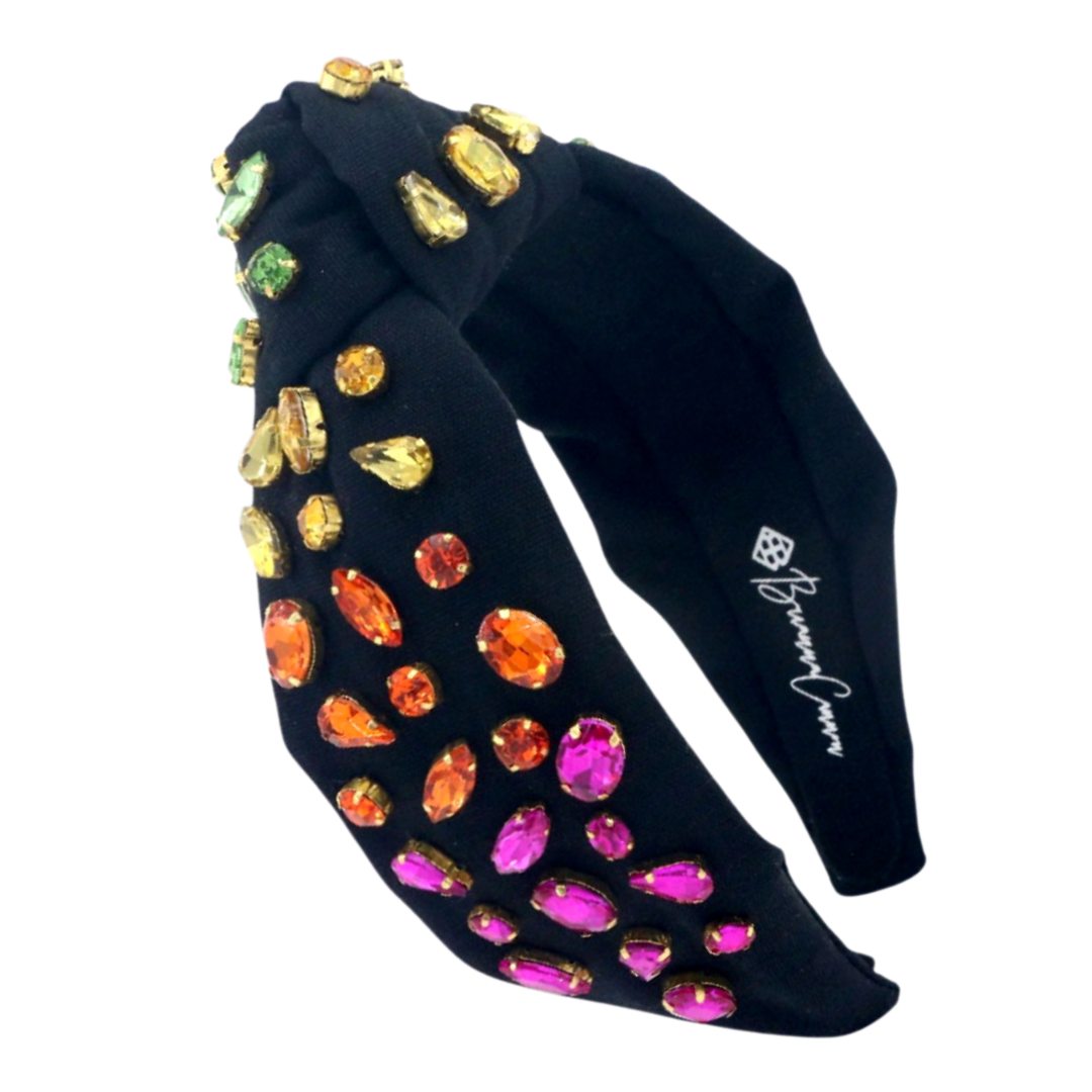 Adult Black Headband with Rainbow Gradient Hand-Sewn Crystals – Brianna ...