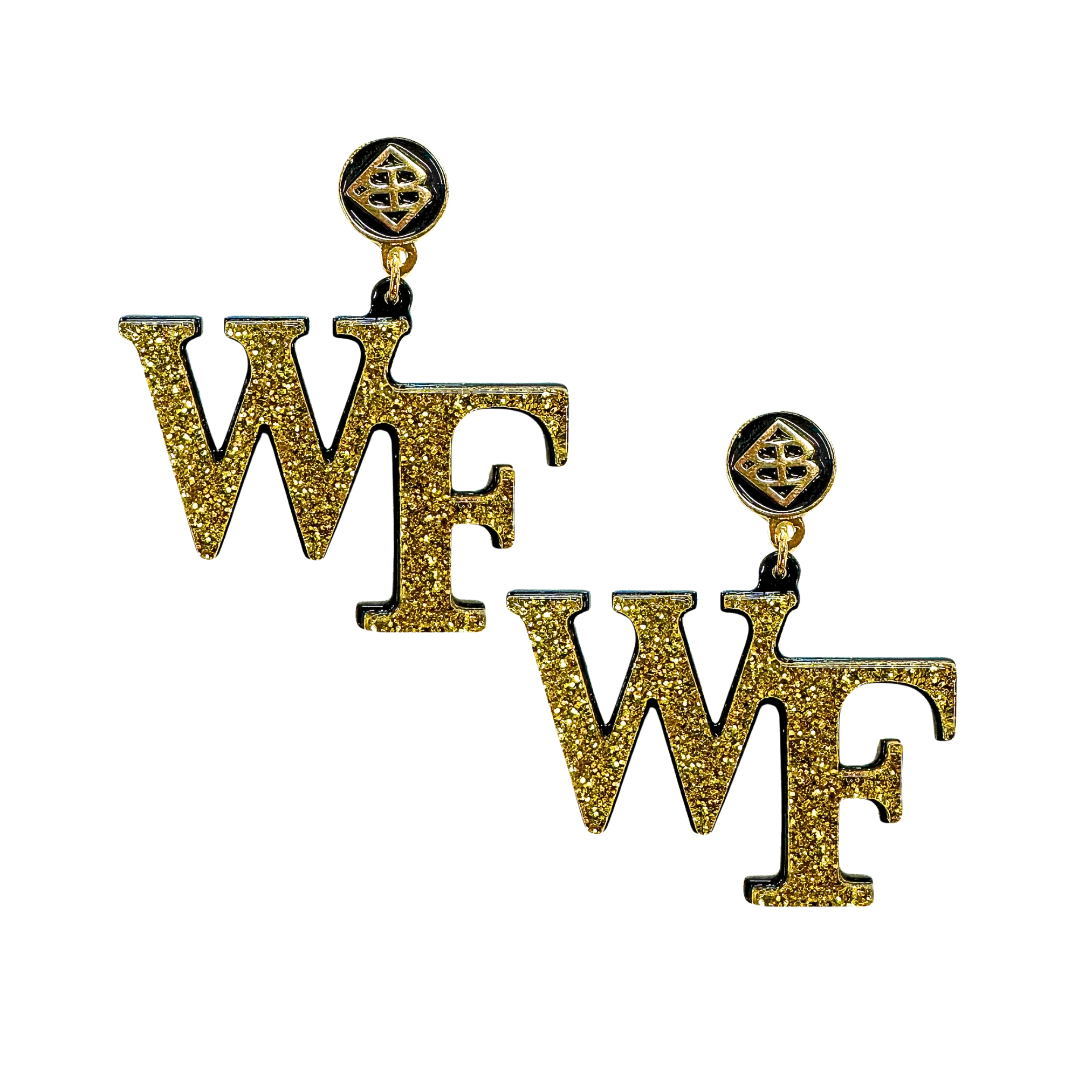 Wake Forest Gold Glitter Logo Earrings – Brianna Cannon