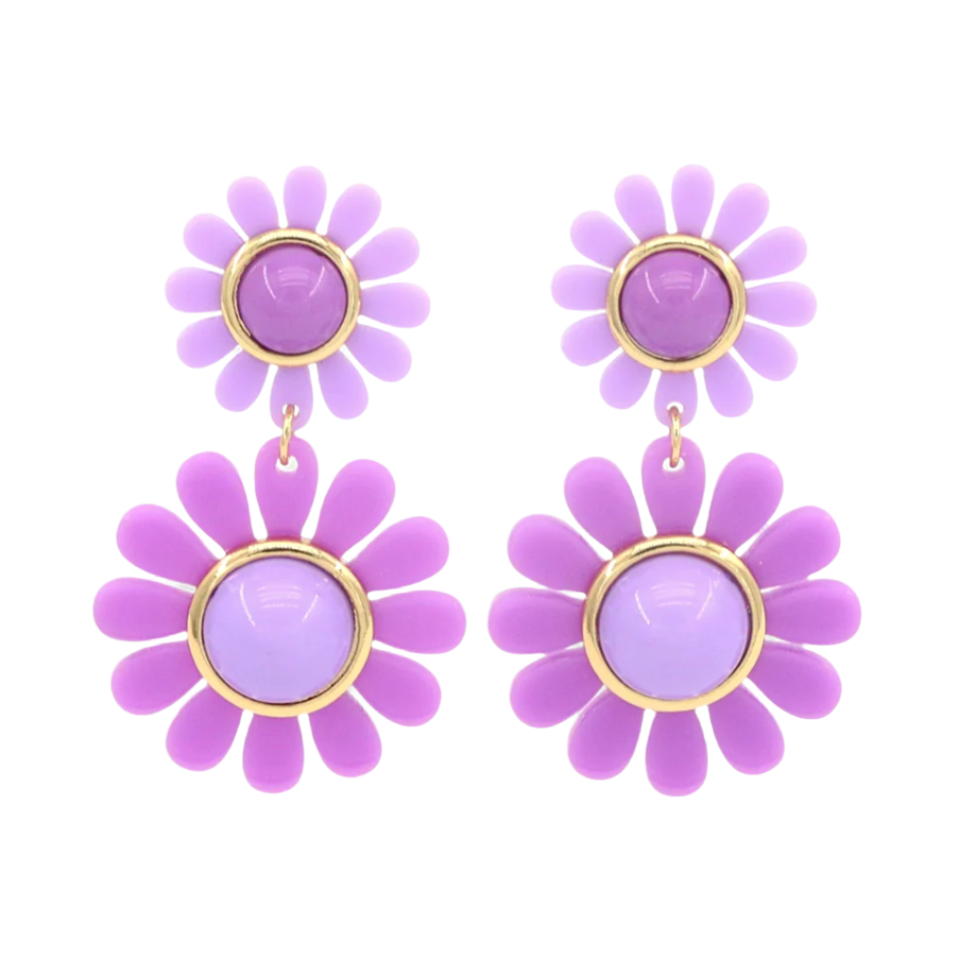 Purple May Flowers Double Drop Earrings – Brianna Cannon