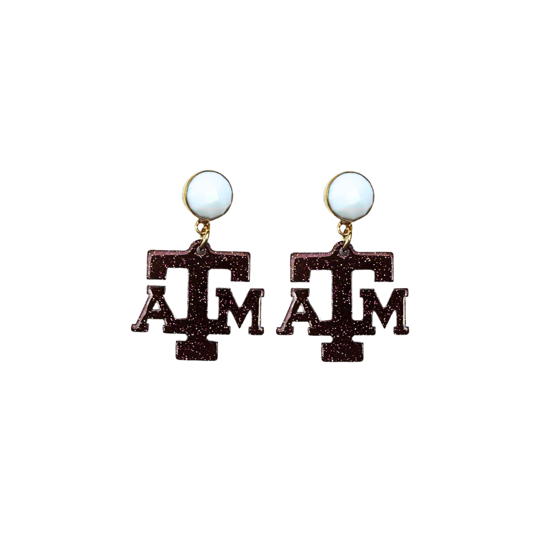 Texas A&M Mini Maroon Glitter A&M Earrings – Brianna Cannon