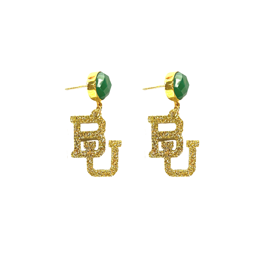Baylor Mini Gold Glitter Logo Earrings – Brianna Cannon