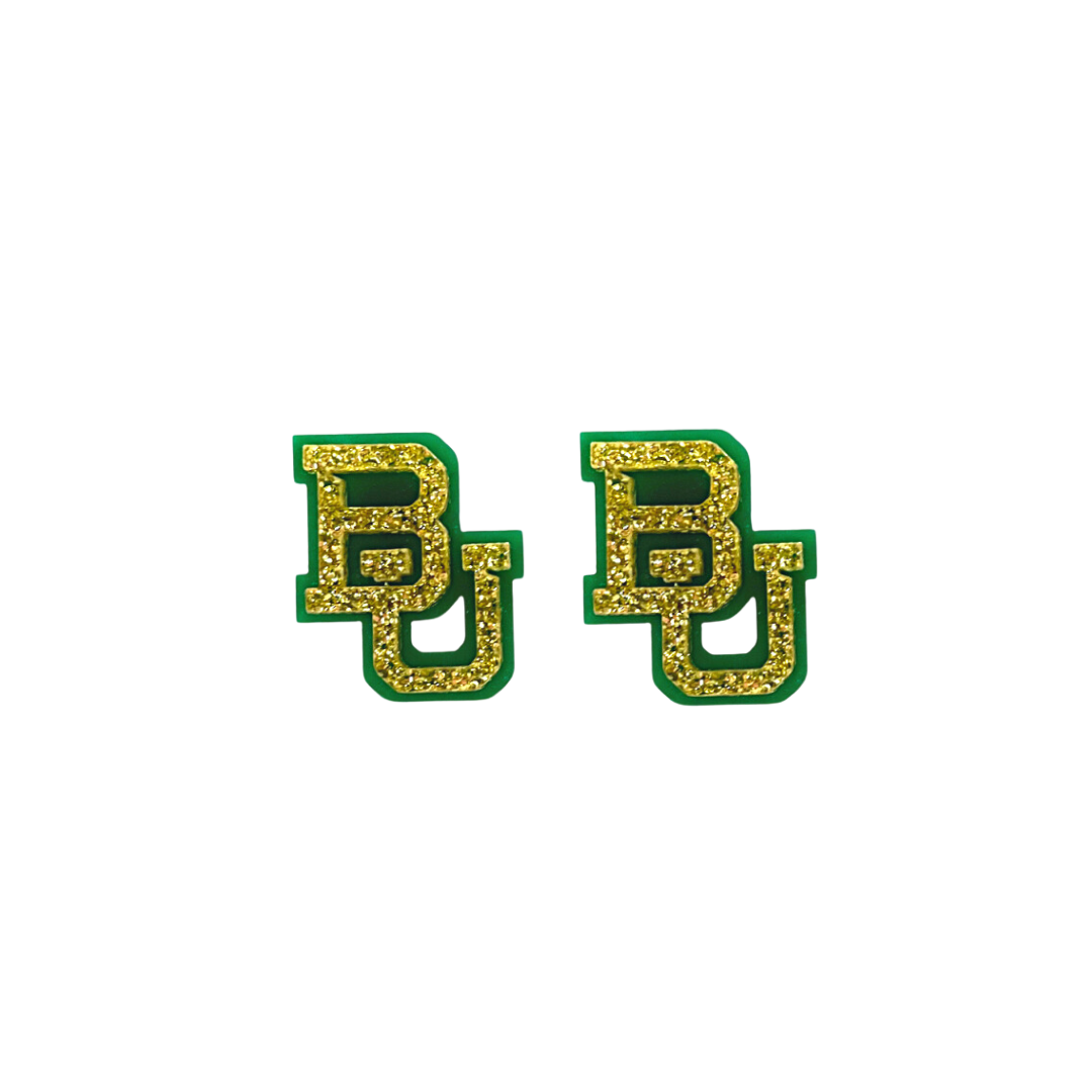 Baylor Gold Glitter and Green Logo Studs – Brianna Cannon