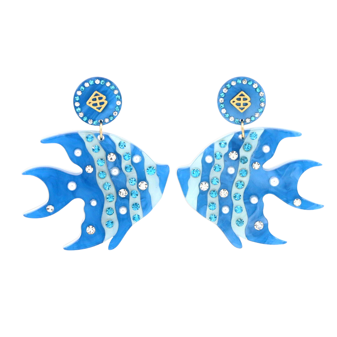 Pearly Blue Fish Earrings – Brianna Cannon