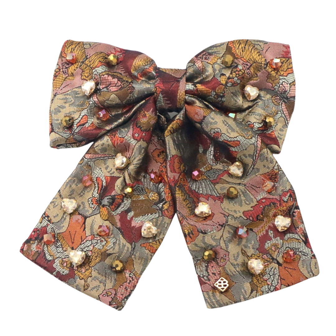 Floral Butterfly Bow Barrette With Crystals – Brianna Cannon
