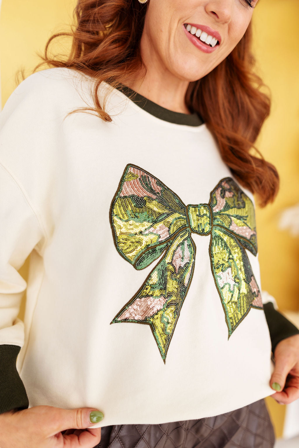 Sequin Camo Bow Sweatshirt - Camo Sweatshirt with Sequins | Brianna Cannon