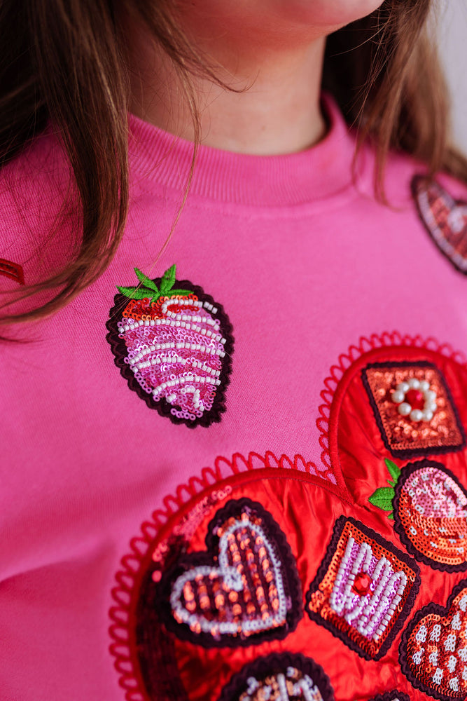 Box of Chocolates Sweatshirt - Pink Valentine's Day Heart Sweatshirt ...