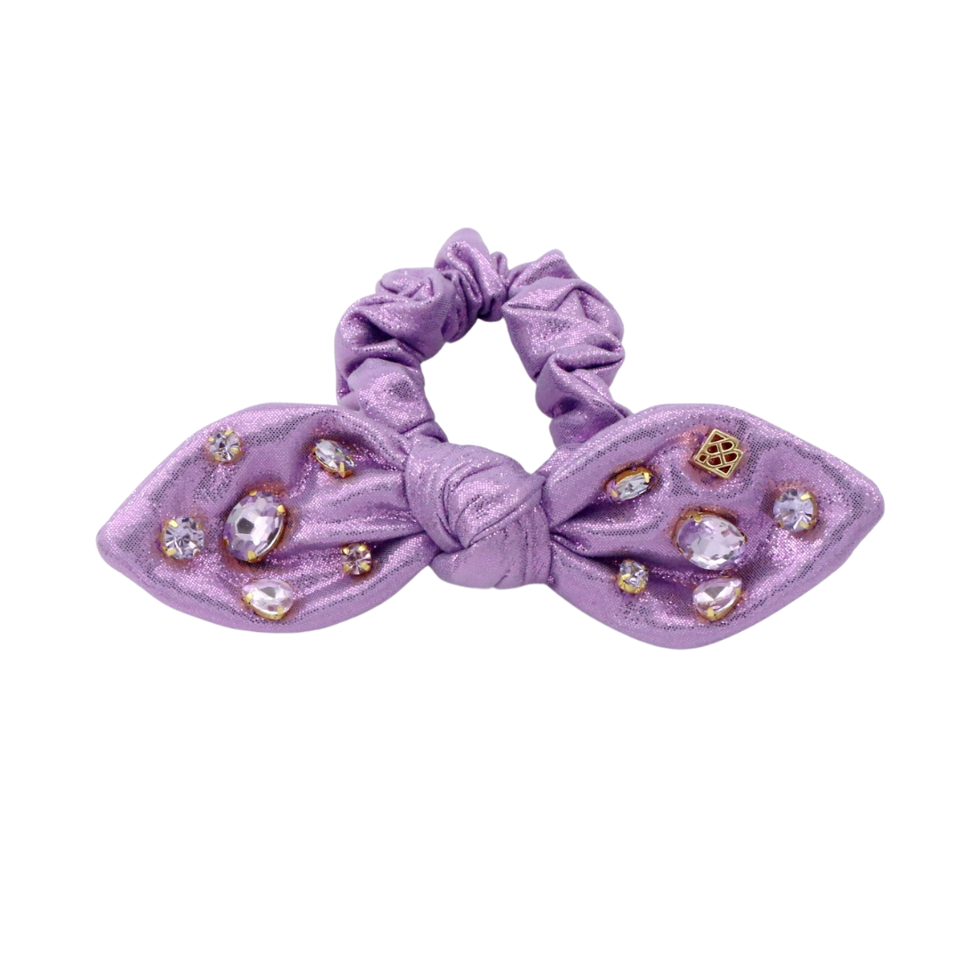 Shimmer Bow Scrunchie with Hand Sewn Crystals in Purple – Brianna Cannon