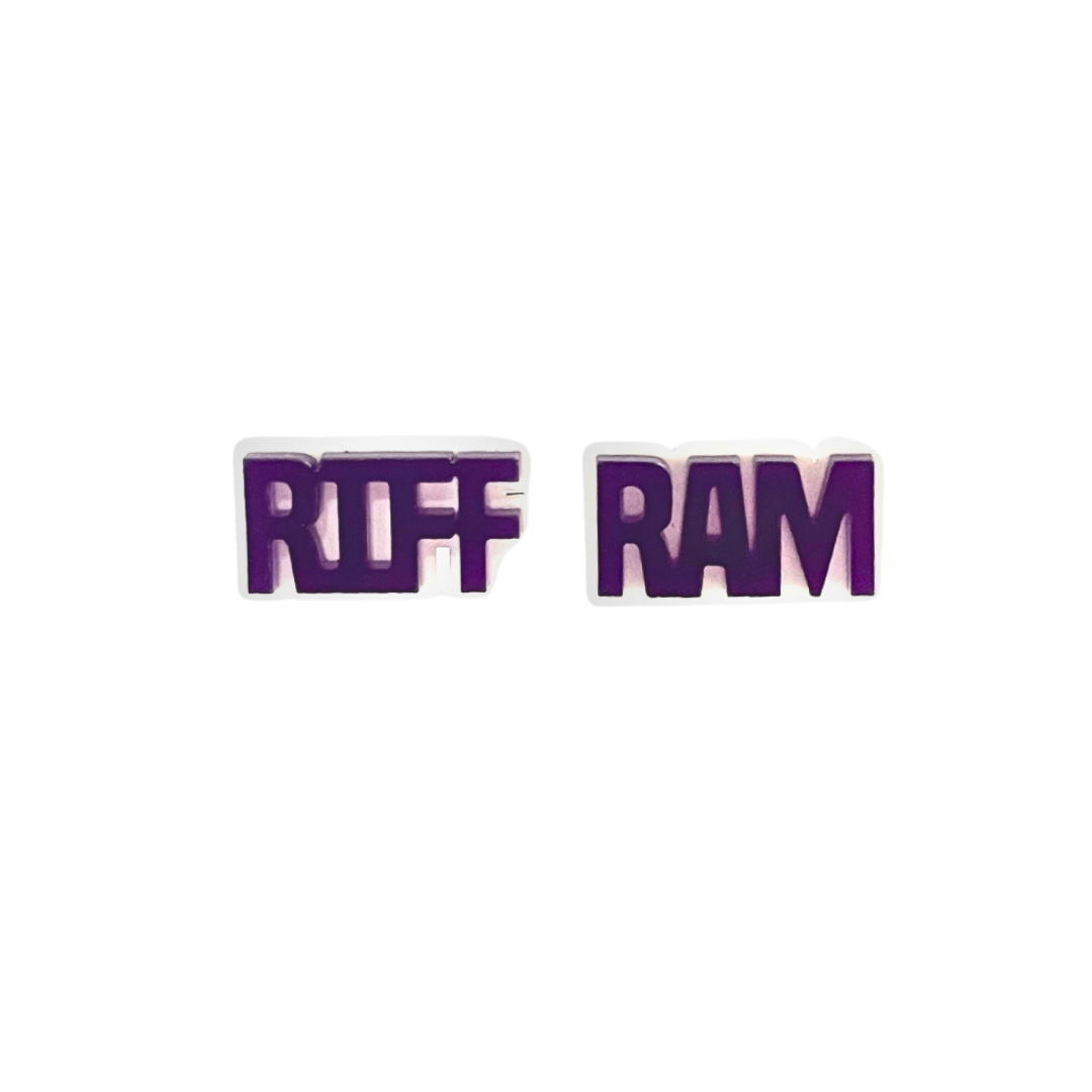 TCU Purple and White RIFF RAM Studs – Brianna Cannon