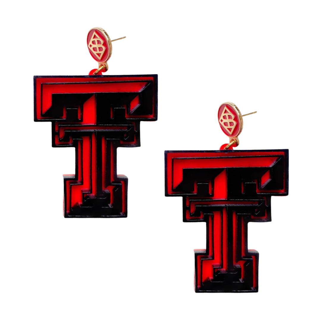 Texas Tech Black and Red Double T Earrings – Brianna Cannon