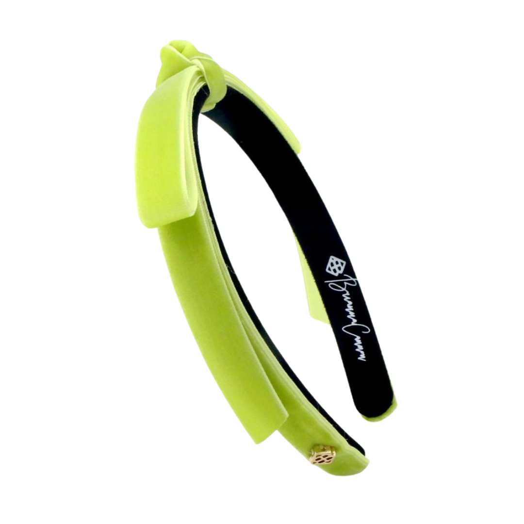 Thin Lime Velvet Ribbon Bow Headband – Brianna Cannon