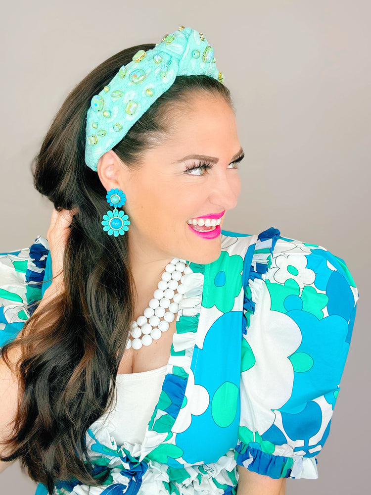 Blue May Flowers Double Drop Earrings – Brianna Cannon