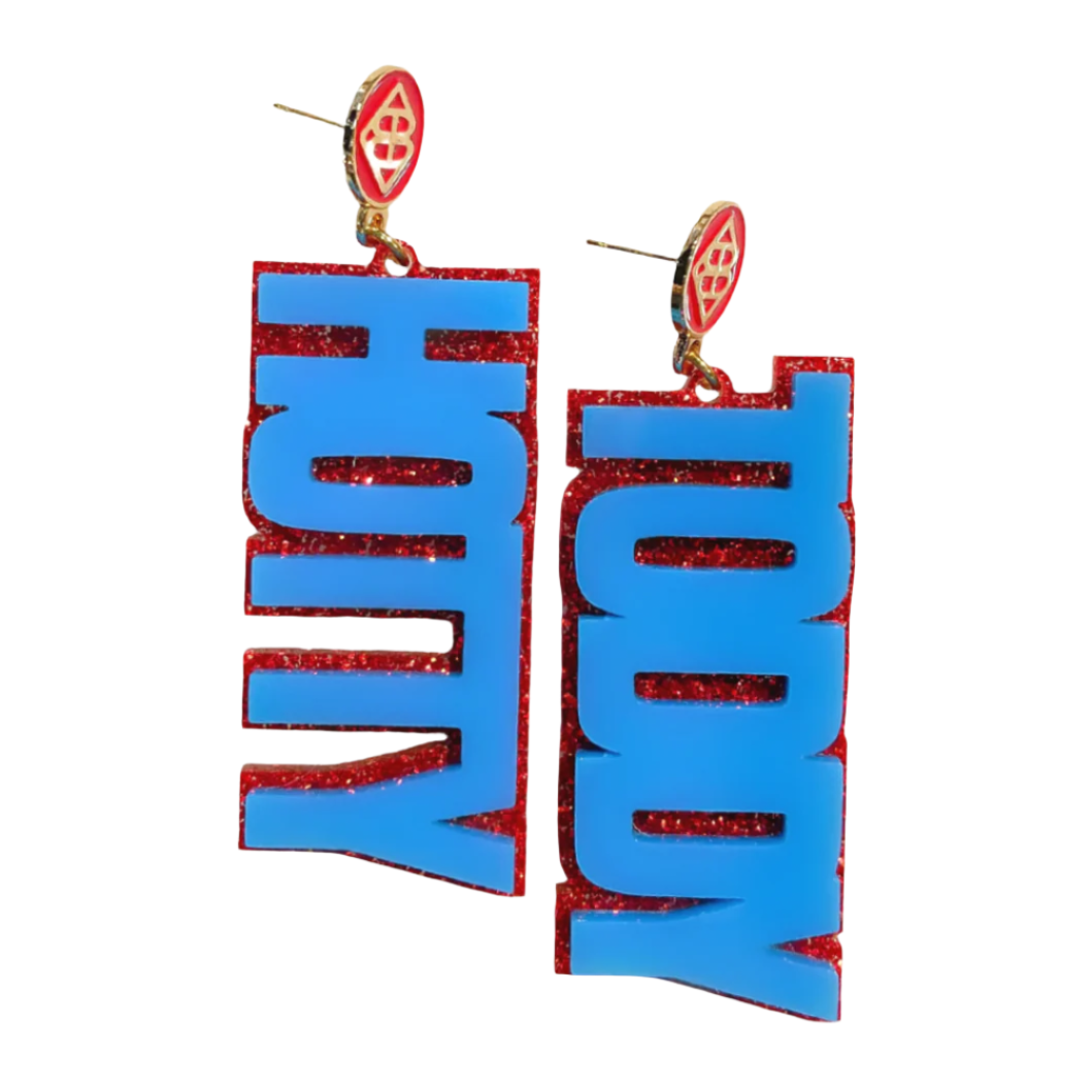 Ole Miss Powder Blue and Red Glitter HOTTY TODDY Earrings – Brianna Cannon